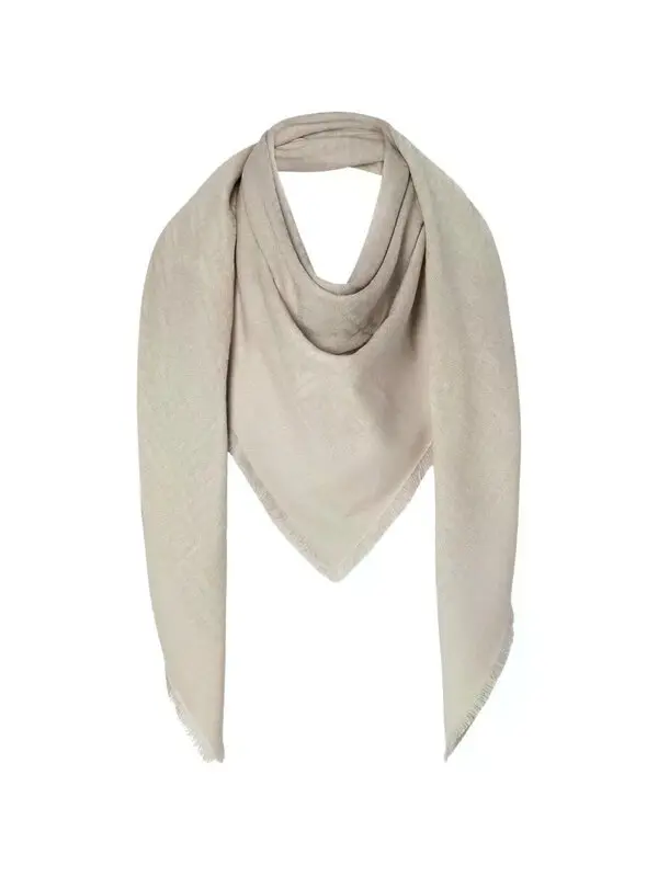 Fendi Ff Logo Frayed Scarf - Neutrals