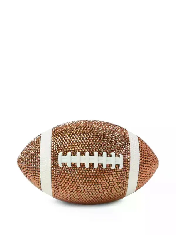 Judith Leiber Crystal Embellished Football Clutch - Brown