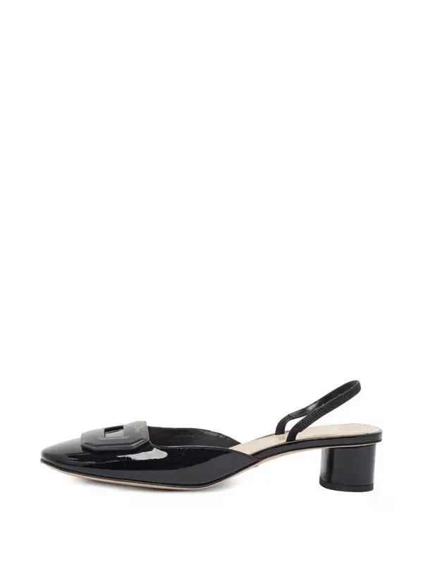 Dior Patent Leather Slingback Block Heel Pumps - Black