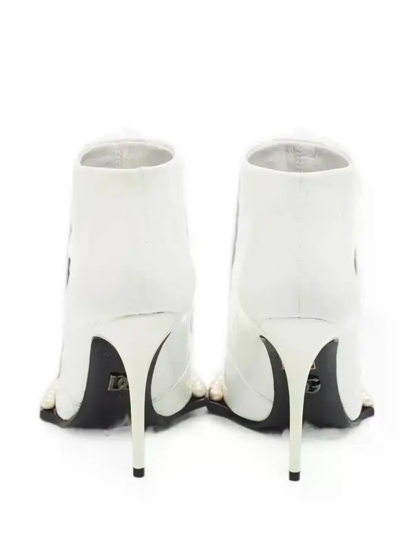Dolce & Gabbana Faux-pearl Embellished Pointed-toe Stiletto Ankle Boots