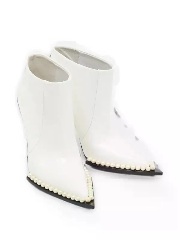 Dolce & Gabbana Faux-pearl Embellished Pointed-toe Stiletto Ankle Boots