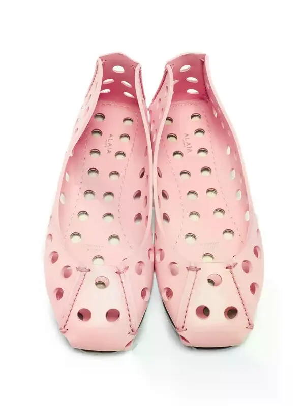 Alaïa Leather Cut-out Ballet Flats - Pink