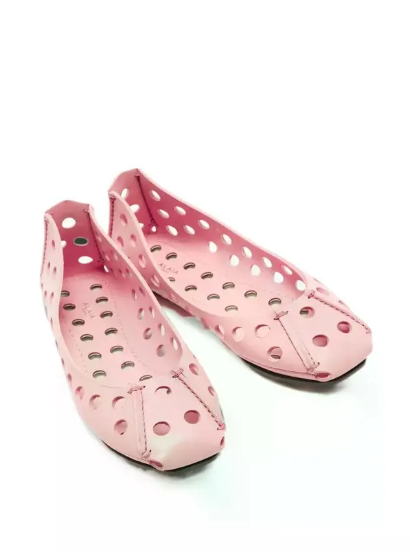 Alaïa Leather Cut-out Ballet Flats - Pink