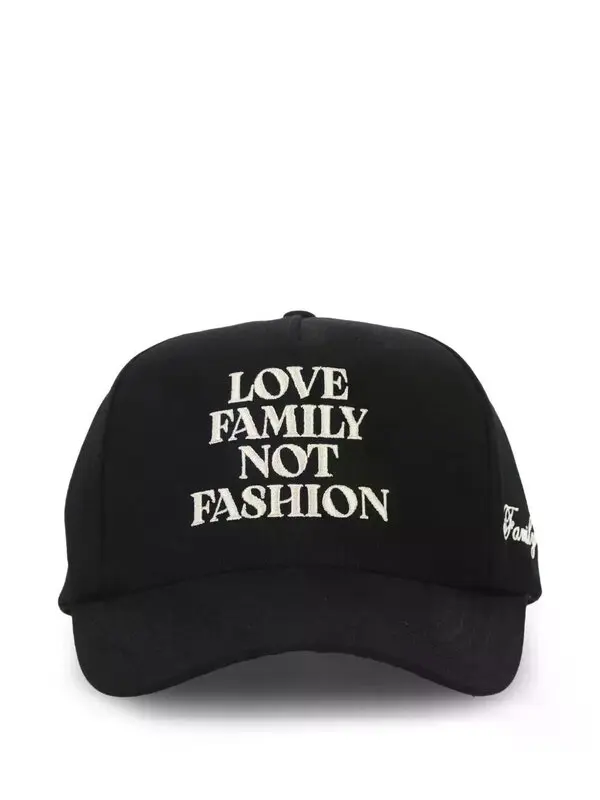 FAMILY FIRST Embroidered Slogan Baseball Cap - Black