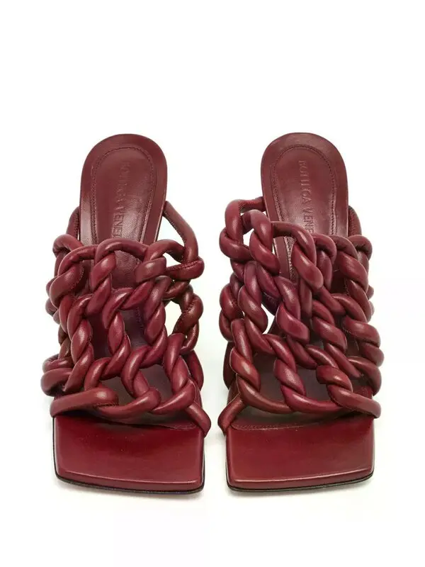 Bottega Veneta Rope Detail Square Toe Stiletto Sandals - Red