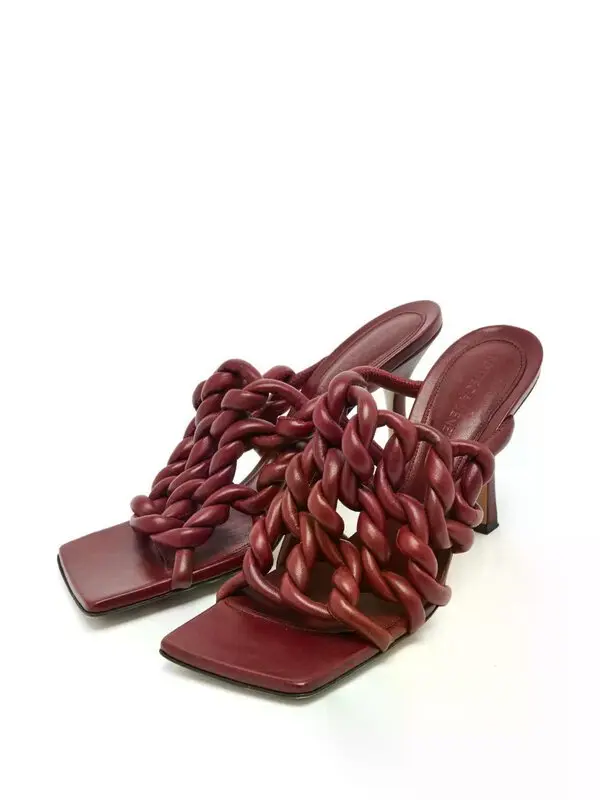 Bottega Veneta Rope Detail Square Toe Stiletto Sandals - Red