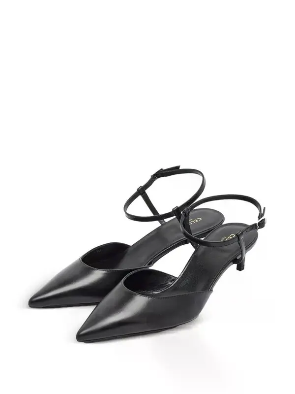 Celine Pointed-toe Slingback Pumps - Black