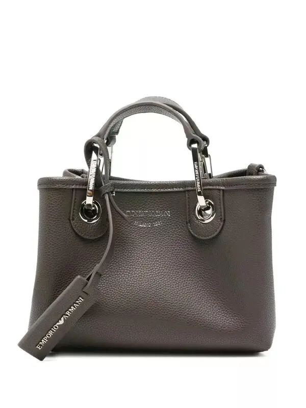 Emporio Armani Mini Myea Pebbled-texture Tote Bag - Grey