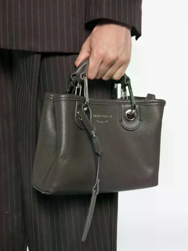 Emporio Armani Mini Myea Pebbled-texture Tote Bag - Grey
