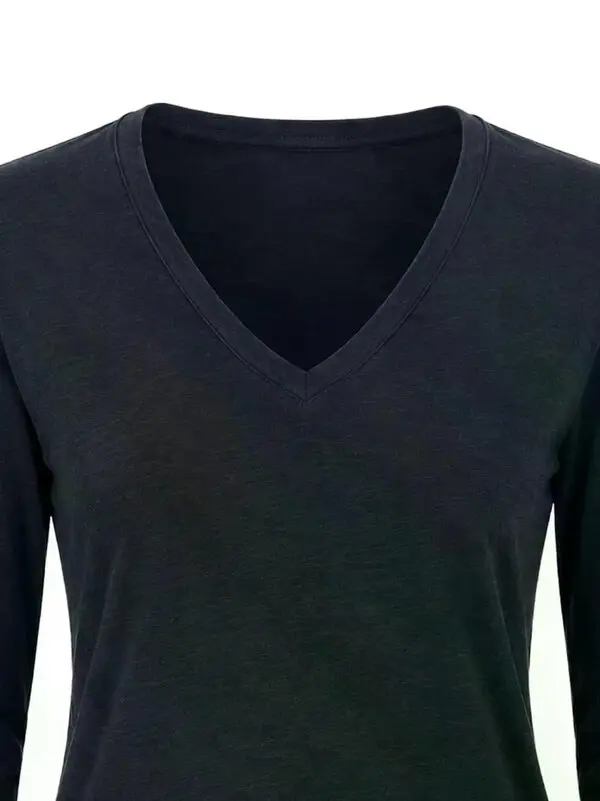 JUVIA Slub-texture V-neck Top - Blue
