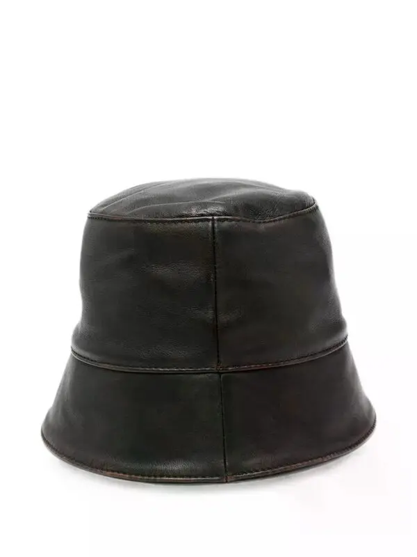 Maje Logo-patch Leather Bucket Hat
