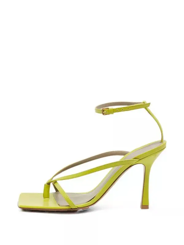 Bottega Veneta Square Toe High Stiletto Heel Ankle Strap Sandals