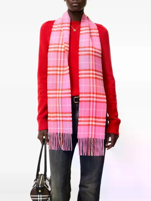 Burberry Narrow Check Cashmere Scarf - Pink