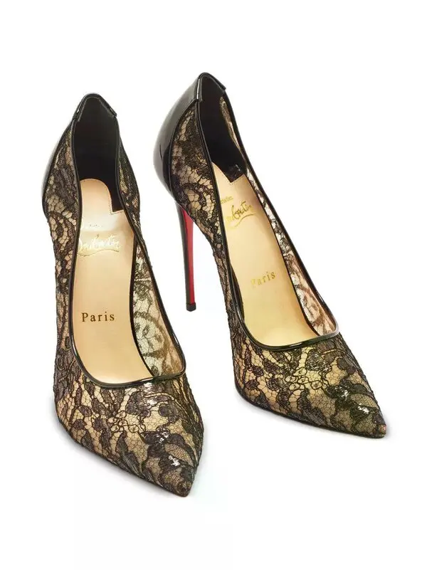 CHRISTIAN LOUBOUTIN Lace And Patent Leather Follies Pumps - Black