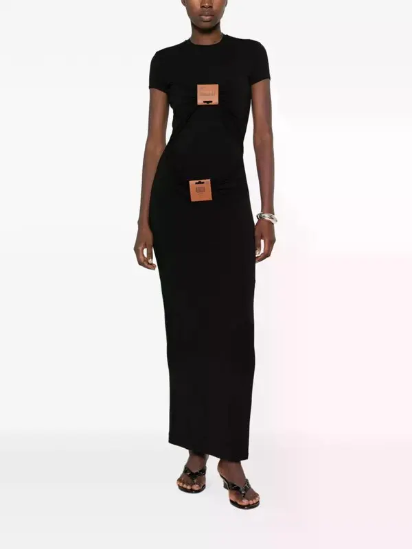 JEAN PAUL GAULTIER Logo-patch Gathered Maxi Dress