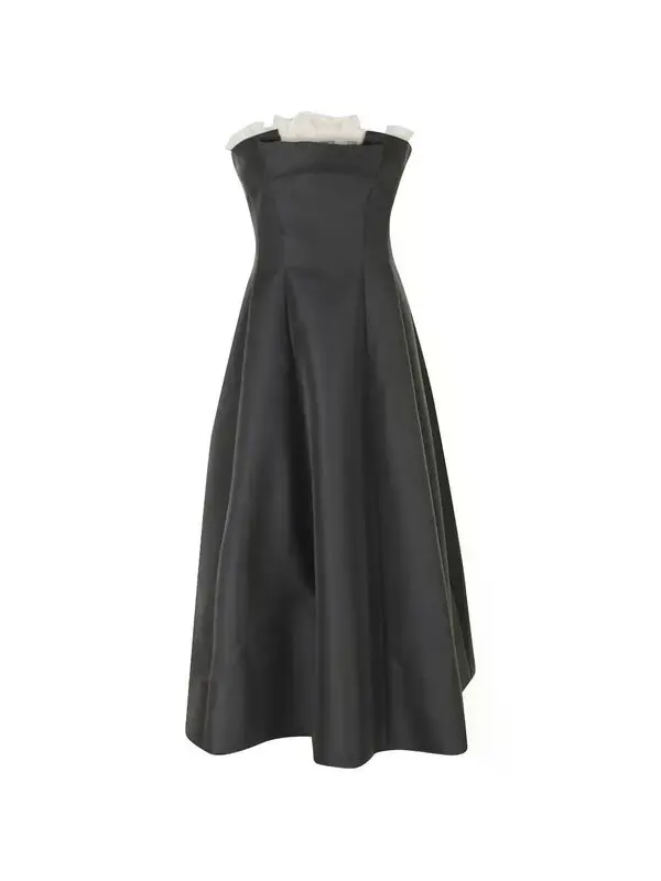 Alberta Ferretti Maxi Ruffled-trim Strapless Dress
