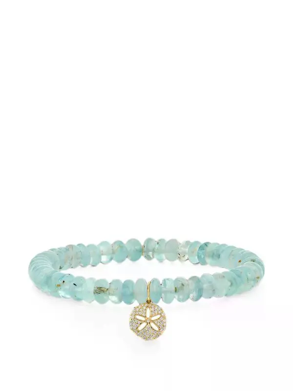 SYDNEY EVAN Aquamarine And Diamond Sand Dollar Charm Bracelet - Gold
