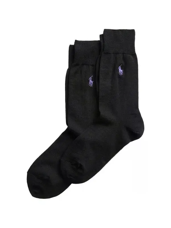 Polo Ralph Lauren Crew Socks With Signature Pony Embroidery - Black