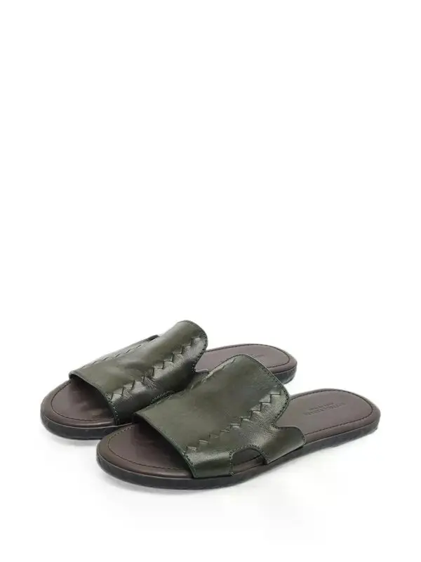 Bottega Veneta Leather Zig-zag Inlay Slides