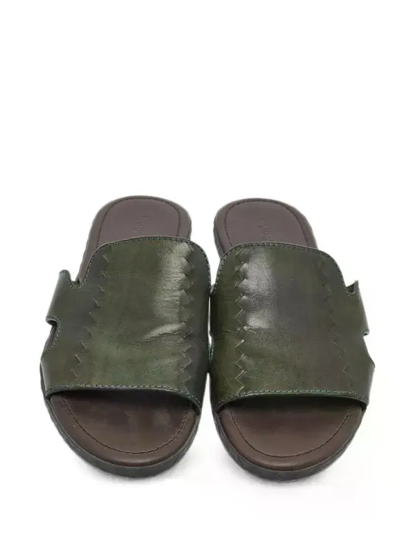 Bottega Veneta Leather Zig-zag Inlay Slides