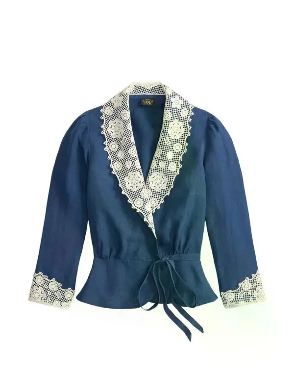 Ralph Lauren Lace-trim Wrap Blouse - Blue
