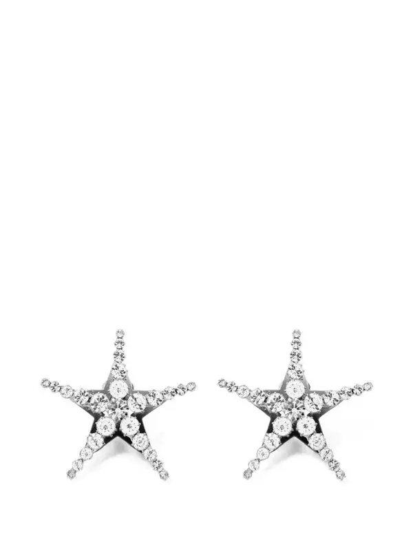Alessandra Rich Crystal-embellished Star-shaped Earrings - Silver