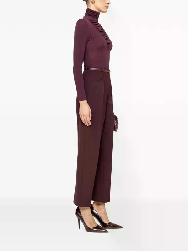 NISSA Lyocell Wool-blend Turtleneck Top - Red