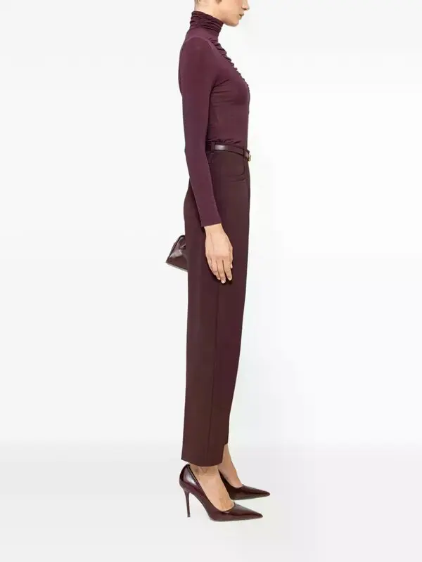 NISSA Lyocell Wool-blend Turtleneck Top - Red