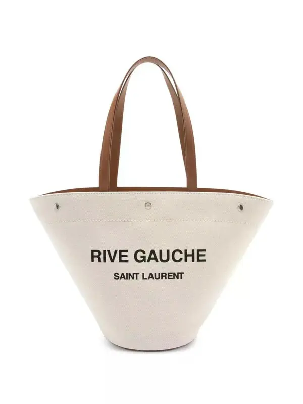 Saint Laurent Rive Gauche Trapezoid Tote Bag - Neutrals