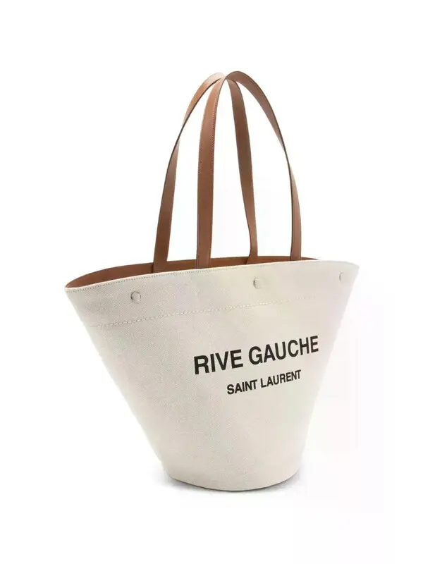 Saint Laurent Rive Gauche Trapezoid Tote Bag - Neutrals
