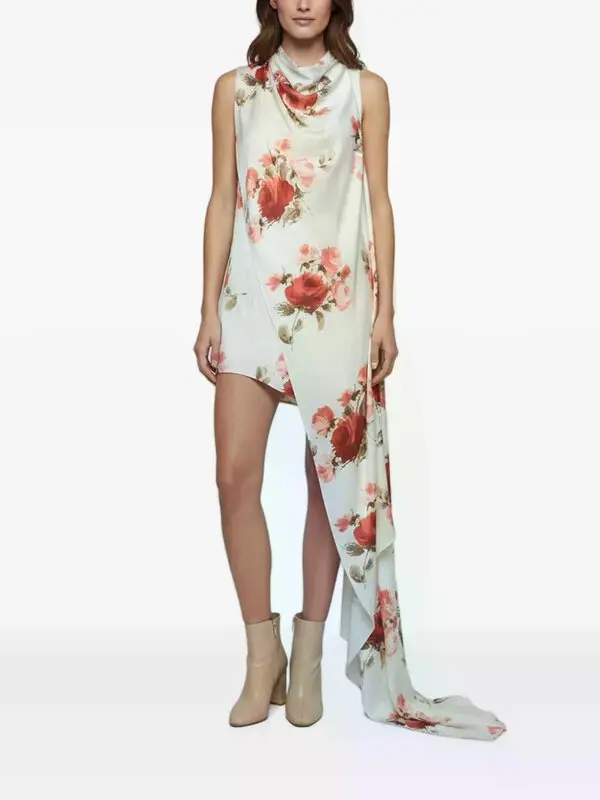 Magda Butrym Floral-print Draped Dress - Neutrals