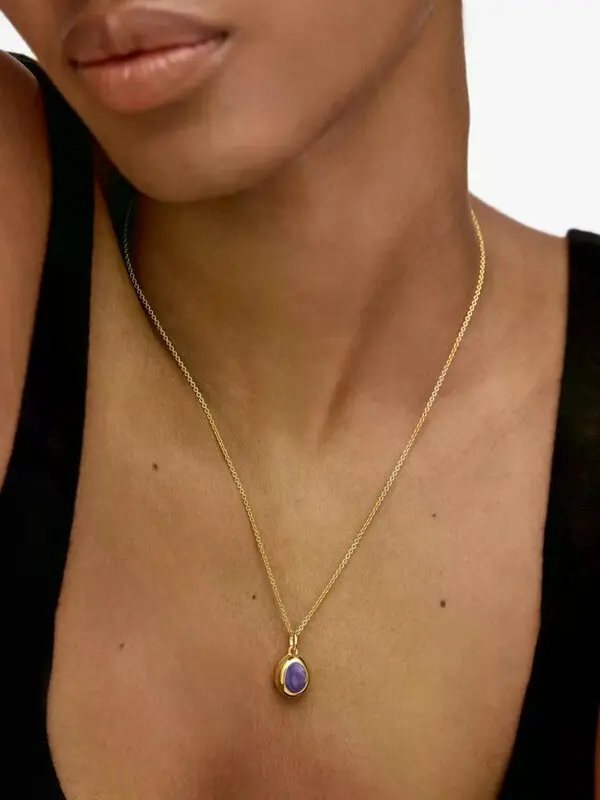 Monica Vinader February Birthstone Locket Necklace With Amethyst - Gold