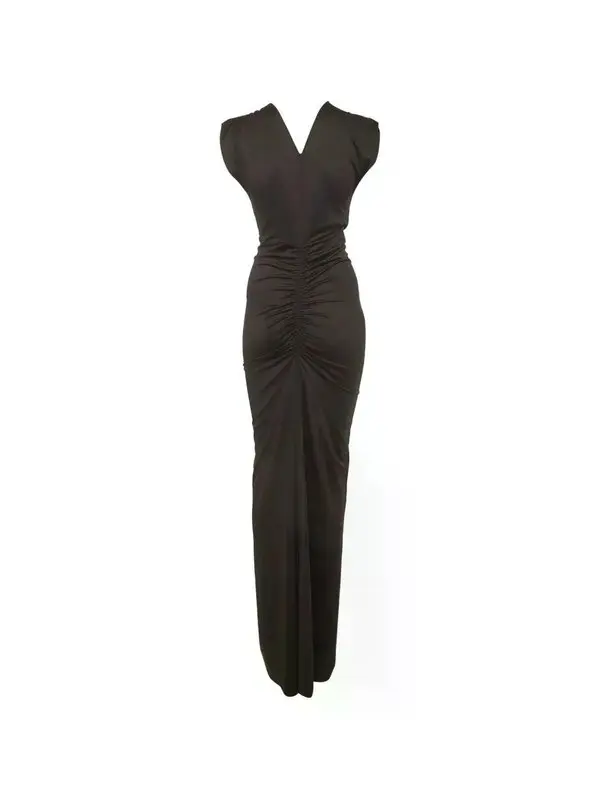 Victoria Beckham Ruched High-neck Maxi Dress