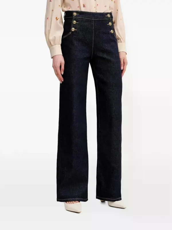Luisa Spagnoli Button-embellished Wide-leg Jeans