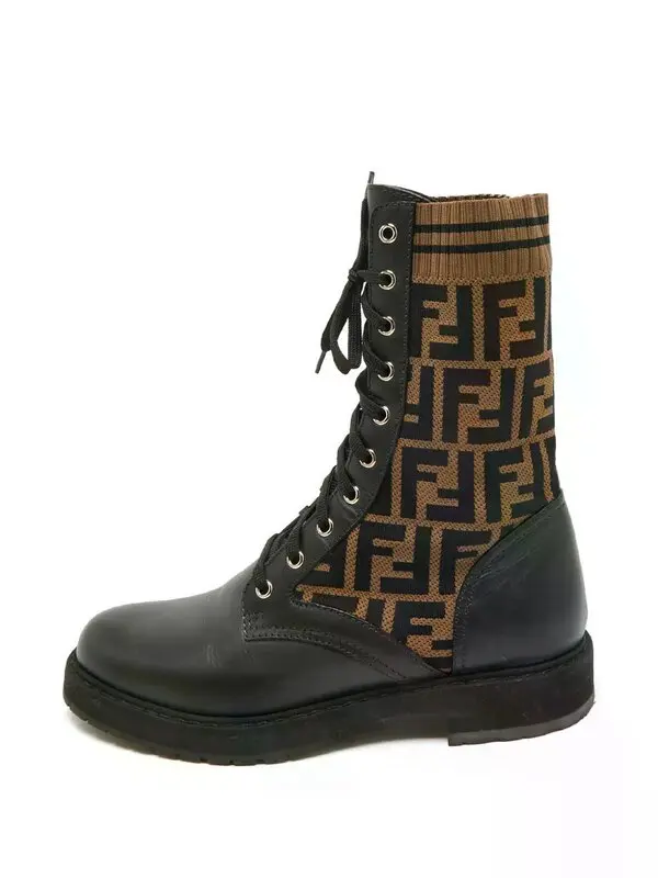 Fendi Rockoko Ff Logo Combat Boots