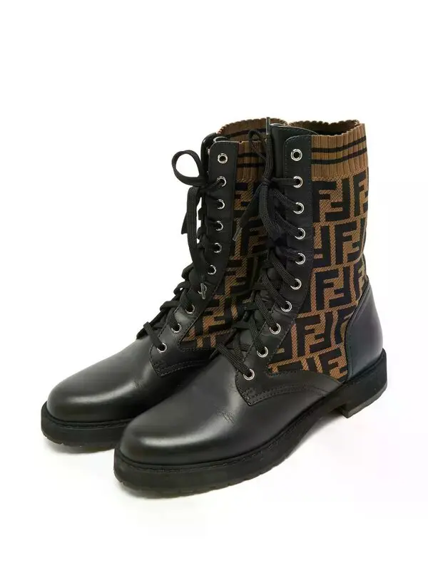 Fendi Rockoko Ff Logo Combat Boots