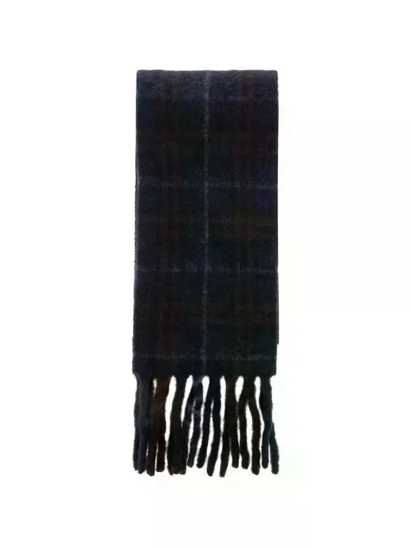 Burberry Narrow-cut Checkered Alpaca Blend Scarf - Blue