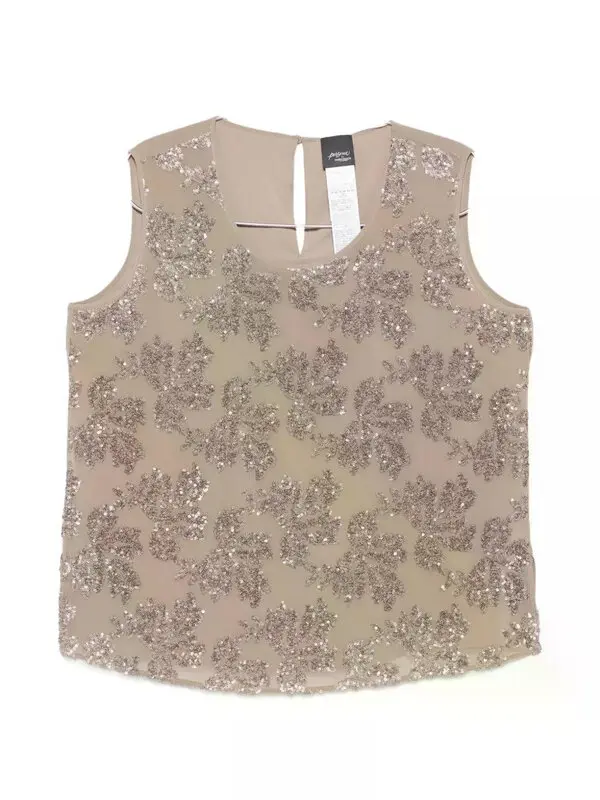 Marina Rinaldi Gioiosa Sequin-embellished Sleeveless Top - Neutrals