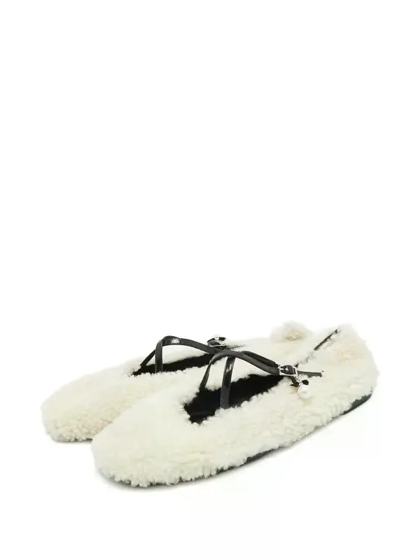 JIMMY CHOO Eleri Shearling Ballet Flats - White
