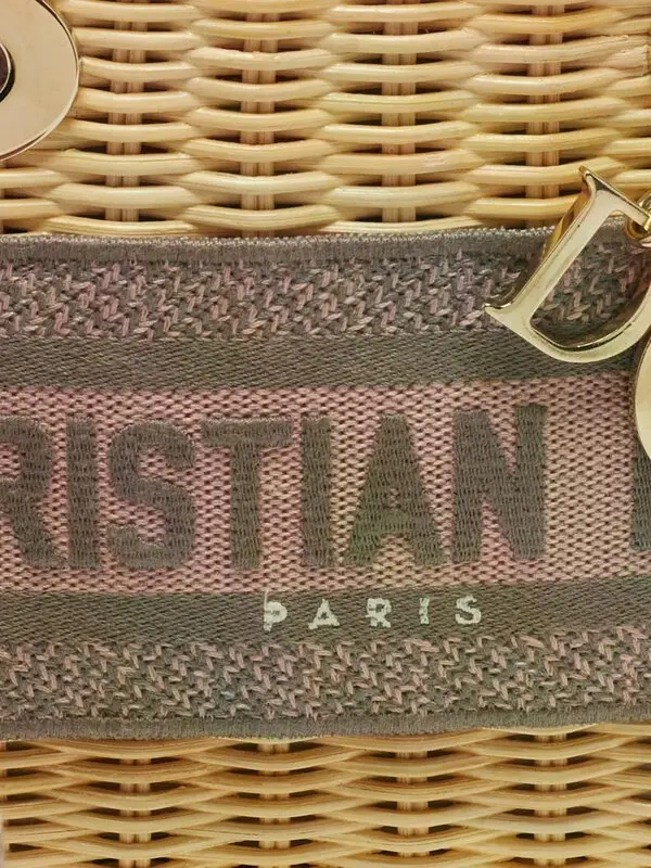 Dior 2023 Mini Lady Wicker Tote Bag - Neutrals