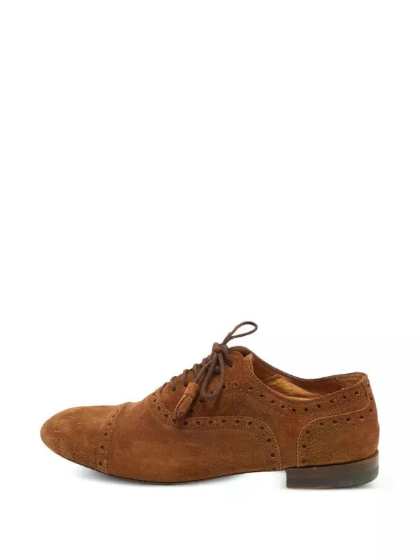 Gucci Suede Brogue Lace-up Shoes With Tassel Detail - Brown