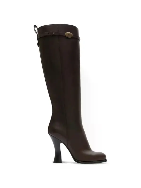 Burberry Leather Knee-high Boots With Logo Plaque