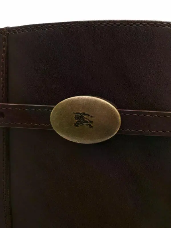 Burberry Leather Knee-high Boots With Logo Plaque