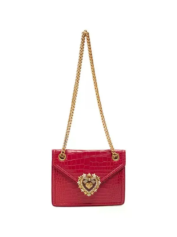 Dolce & Gabbana Devotion Crocodile-effect Shoulder Bag