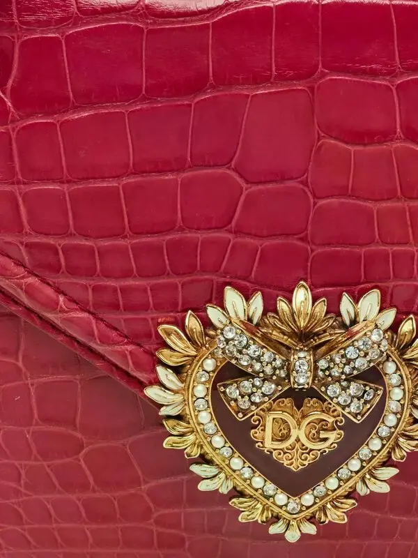 Dolce & Gabbana Devotion Crocodile-effect Shoulder Bag