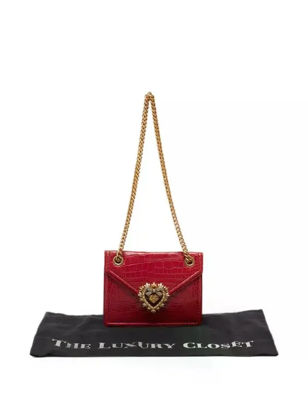 Dolce & Gabbana Devotion Crocodile-effect Shoulder Bag