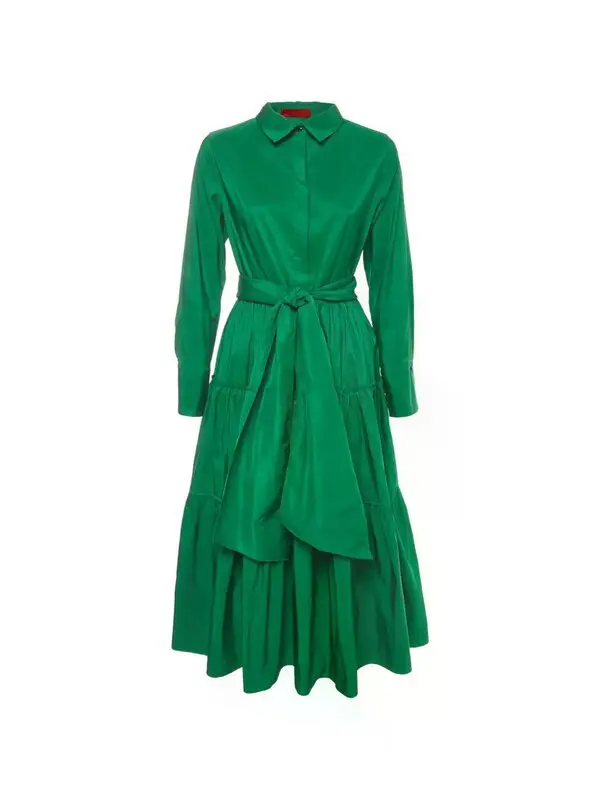 Carolina Herrera Belted Taffeta Midi Dress - Green