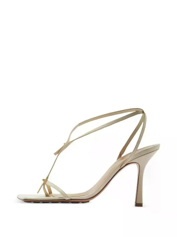 Bottega Veneta Cream Leather Stretch T-strap Sandals - Neutrals