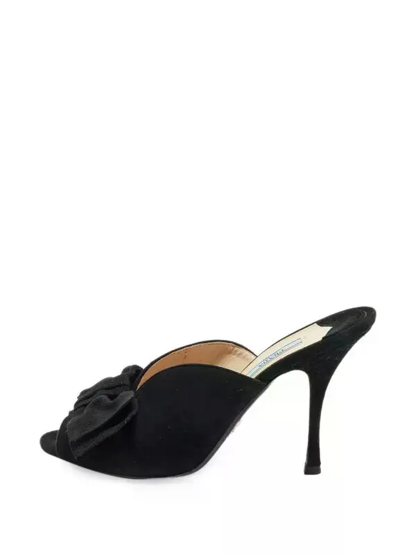 Prada Suede Bow Detail High Heel Sandals