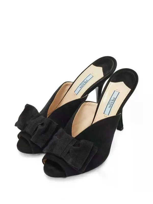 Prada Suede Bow Detail High Heel Sandals